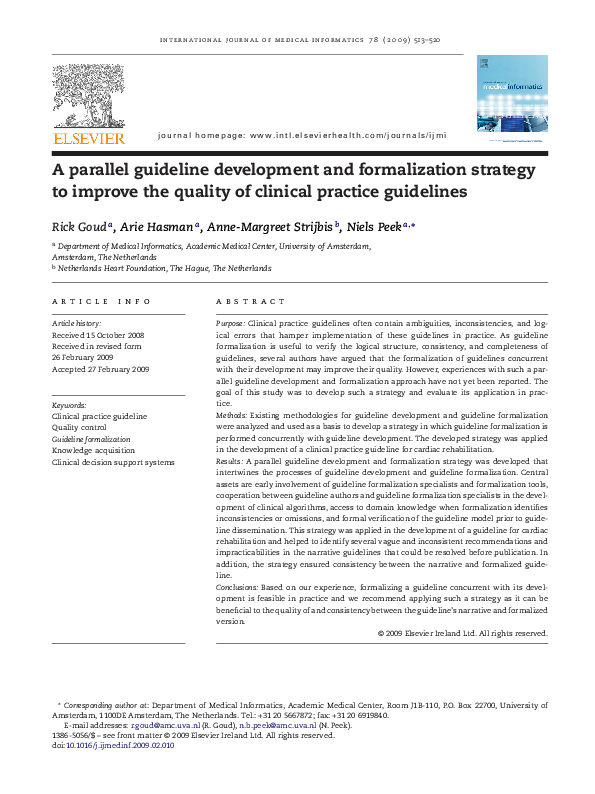 (PDF) A parallel guideline development and formalization strategy to ...