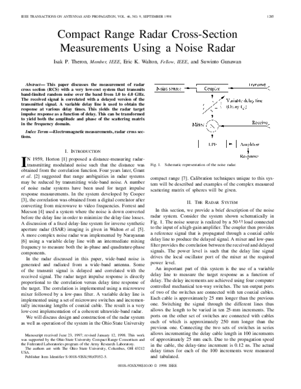 (PDF) Compact range radar cross-section measurements using a noise radar