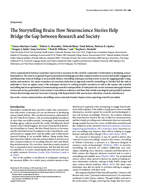 (PDF) The Storytelling Brain: How Neuroscience Stories Help Bridge the ...