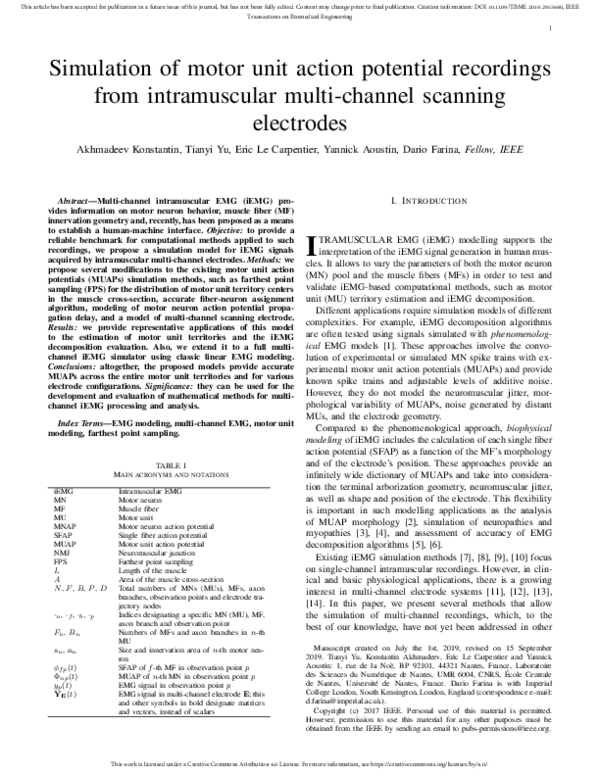 (PDF) Simulation of motor unit action potential recordings from ...