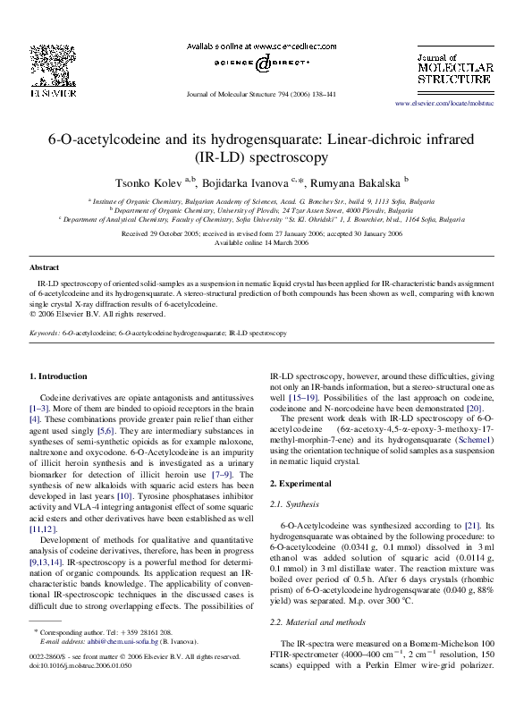 (PDF) 6-O-acetylcodeine and its hydrogensquarate: Linear-dichroic ...