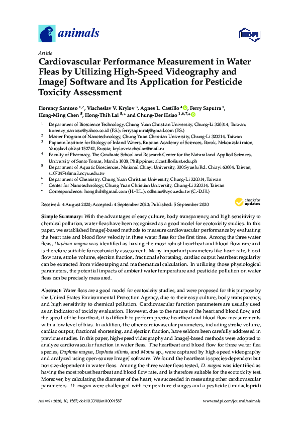 (PDF) Cardiovascular Performance Measurement in Water Fleas by ...