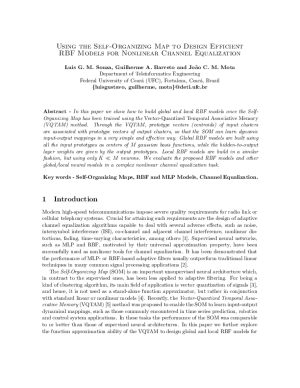 Pdf Using The Self Organizing Map To Design Efficient Rbf Models For