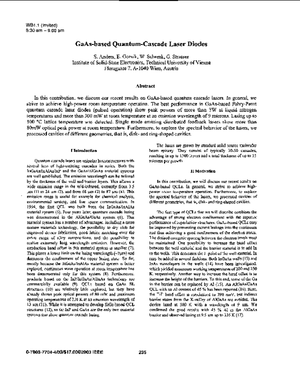 (PDF) GaAs-based Quantum-Cascade Laser Diodes