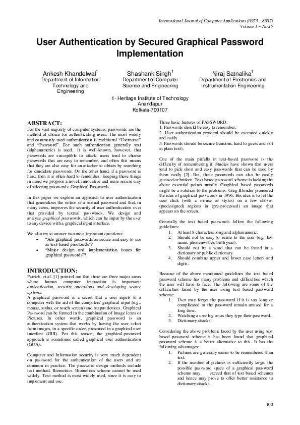 (PDF) User Authentication by Secured Graphical Password Implementation