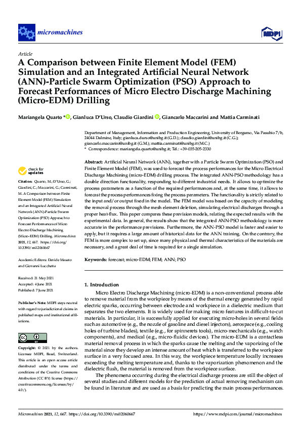 Pdf A Comparison Between Finite Element Model Fem Simulation And An
