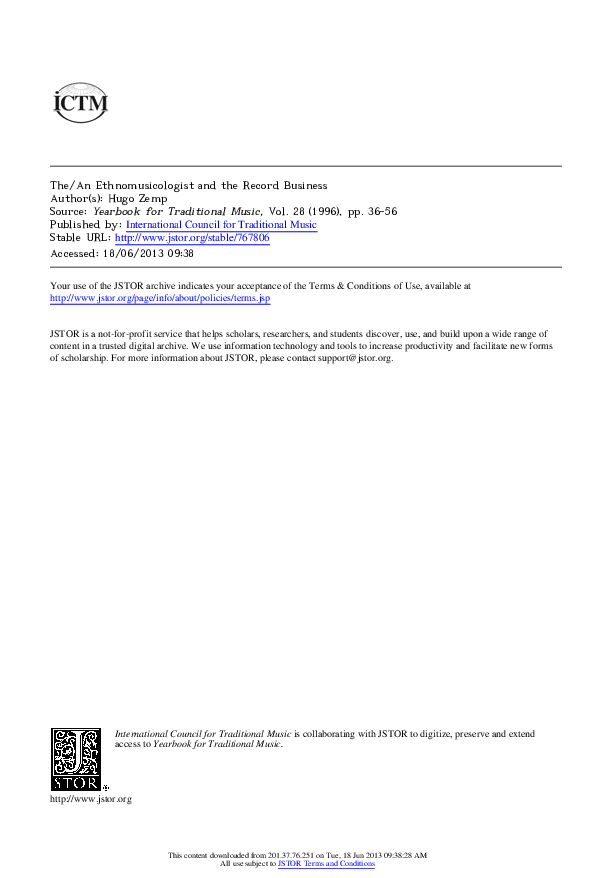 (PDF) The/an ethnomusicologist and the record business