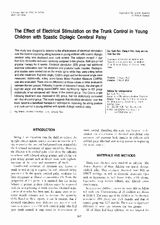 (PDF) The effect of electrical stimulation on the trunk control in ...