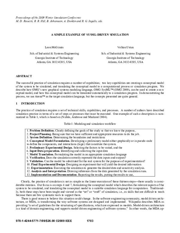 (PDF) A simple example of SysML-driven simulation