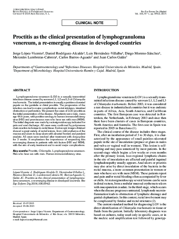 (PDF) Proctitis as the clinical presentation of lymphogranuloma ...