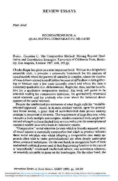 (PDF) Foundations for a Qualitative Comparative Method