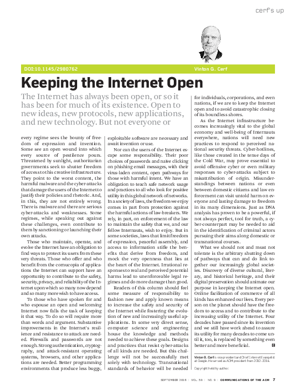 (PDF) Keeping the internet open