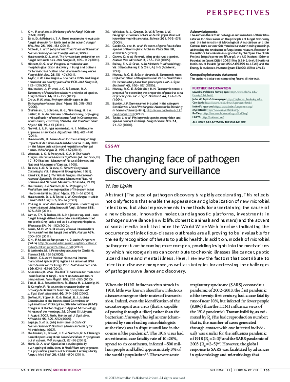 (PDF) The changing face of pathogen discovery and surveillance