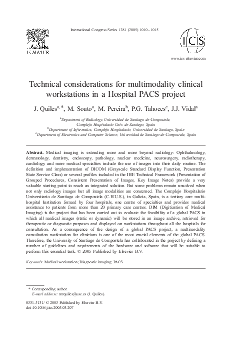 (PDF) Technical considerations for multimodality clinical workstations ...