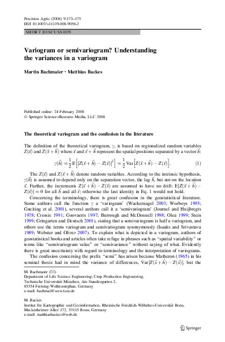 (PDF) Variogram or semivariogram? Understanding the variances in a variogram