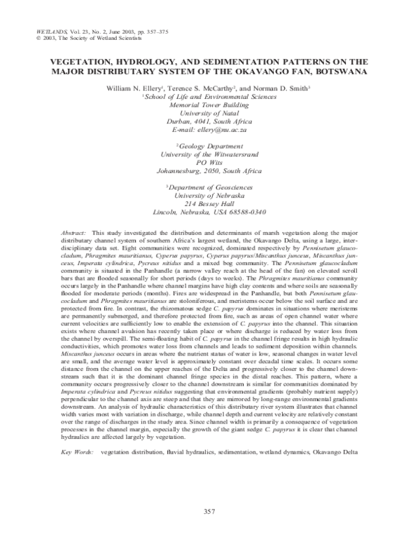 (PDF) Vegetation, hydrology, and sedimentation patterns on the major ...