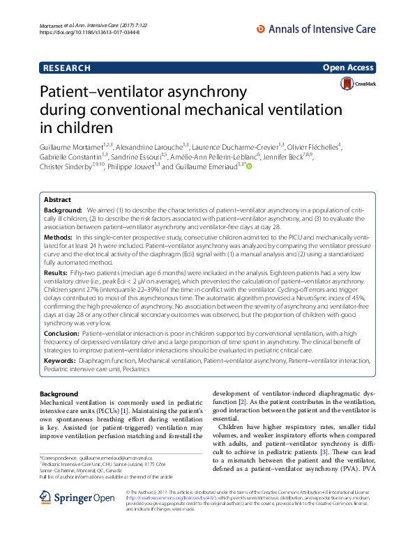 (PDF) Patient-ventilator asynchrony during conventional mechanical ...