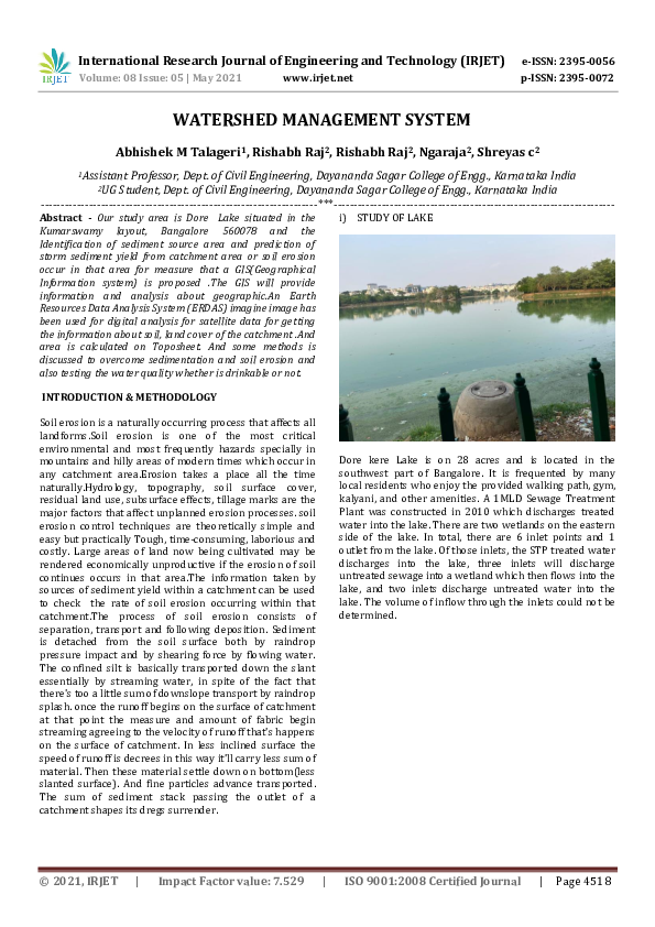 (PDF) WATERSHED MANAGEMENT SYSTEM