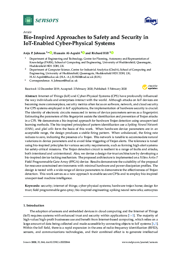 Bio-Inspired Approaches to Safety and Security in IoT-Enabled Cyber ...