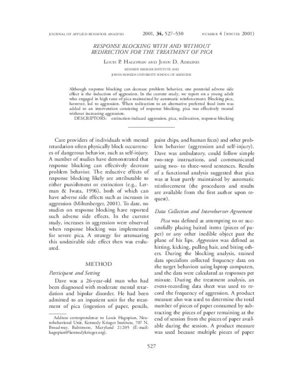 (PDF) Response blocking with and without redirection for the treatment ...
