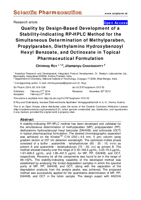 (PDF) Quality by Design-Based Development of a Stability-Indicating RP-HPLC Method for the ...