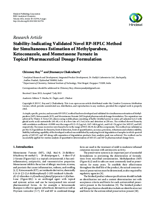 (PDF) Stability-Indicating Validated Novel RP-HPLC Method for Simultaneous Estimation of ...