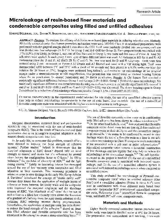 (PDF) Microleakage of resin-based liner materials and condensable ...