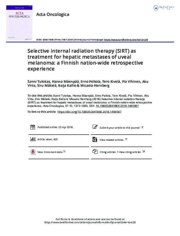(PDF) Selective internal radiation therapy (SIRT) as treatment for ...