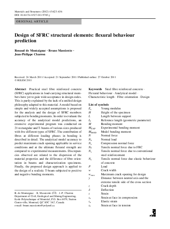 (PDF) Design of SFRC structural elements: flexural behaviour prediction