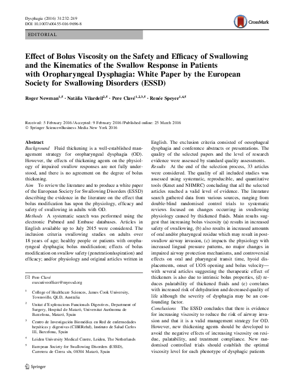(PDF) Effect of Bolus Viscosity on the Safety and Efficacy of ...