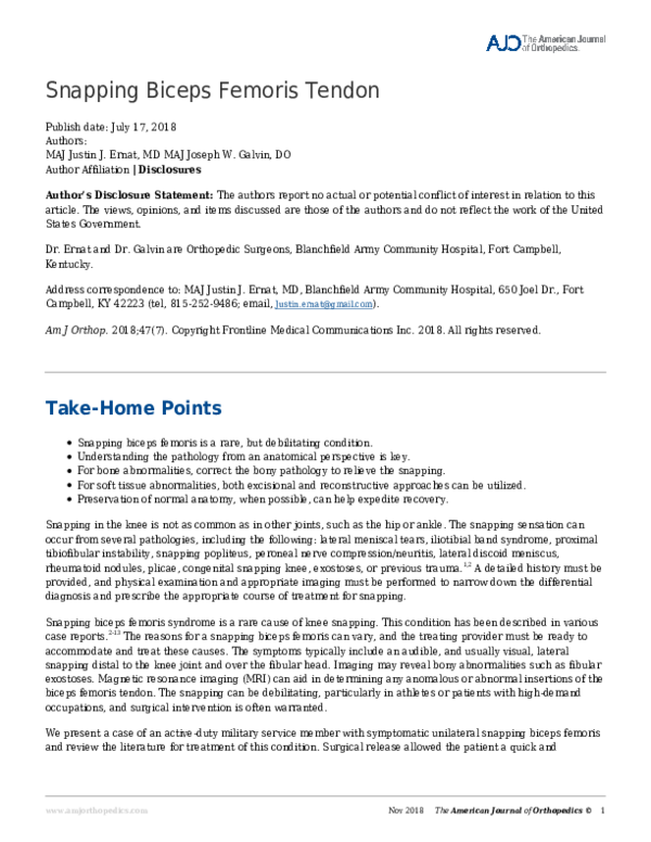 (PDF) The snapping biceps femoris tendon