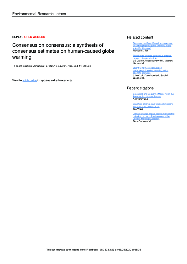 (PDF) Consensus on consensus: a synthesis of consensus estimates on ...