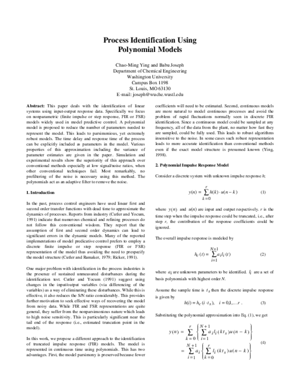 (PDF) Process identification using polynomial models