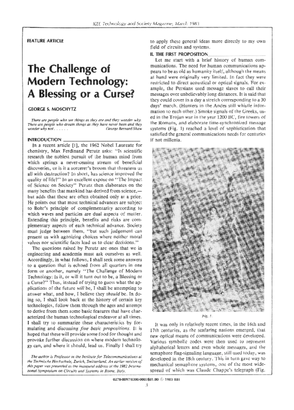 (PDF) The Challenge of Modern Technology: A Blessing or a Curse?