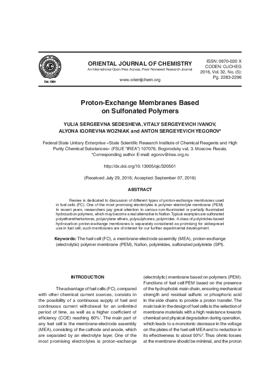 (PDF) Proton exchange membranes based on sulfonated ...