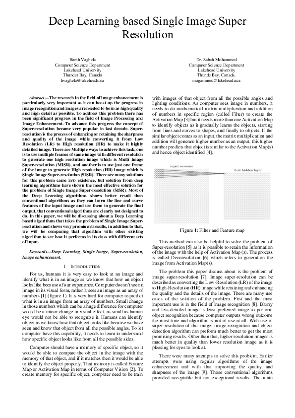 (PDF) Deep Learning Based Single Image Super Resolution