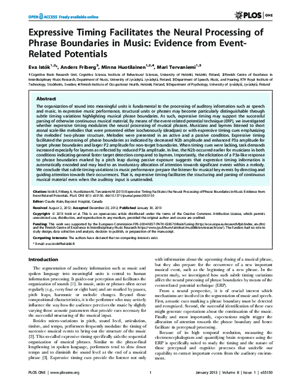 (PDF) Expressive Timing Facilitates the Neural Processing of Phrase ...