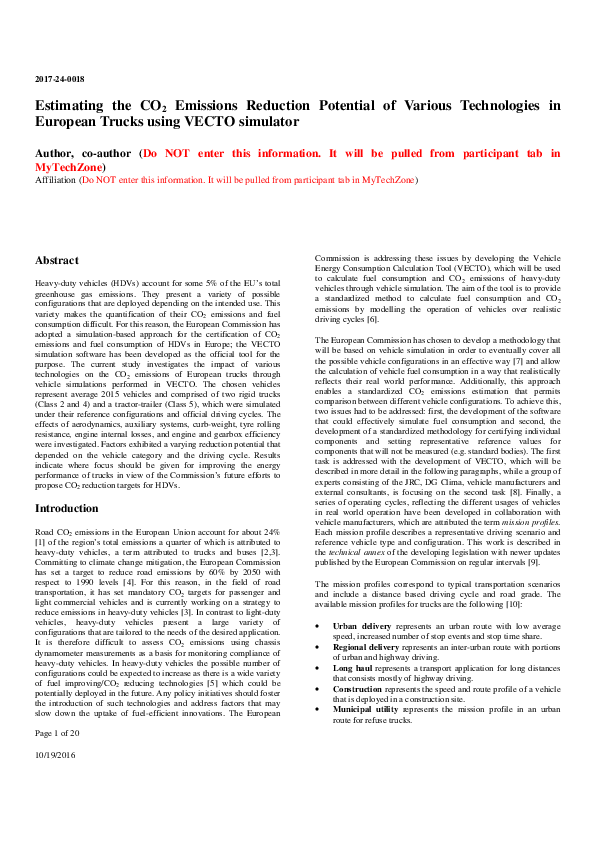 (PDF) Estimating the CO2 Emissions Reduction Potential of Various ...
