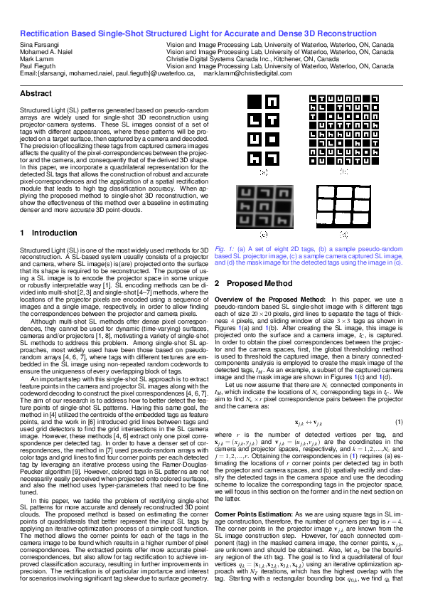 Pdf Rectification Based Single Shot Structured Light For Accurate And Dense 3d Reconstruction