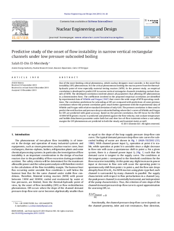 (PDF) Predictive study of the onset of flow instability in narrow vertical rectangular channels ...