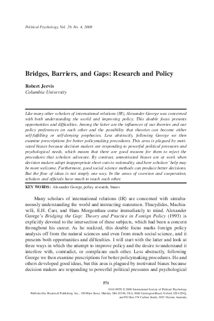 (PDF) Bridges, Barriers, and Gaps: Research and Policy
