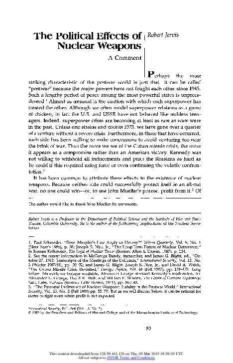 (PDF) The Political Effects of Nuclear Weapons