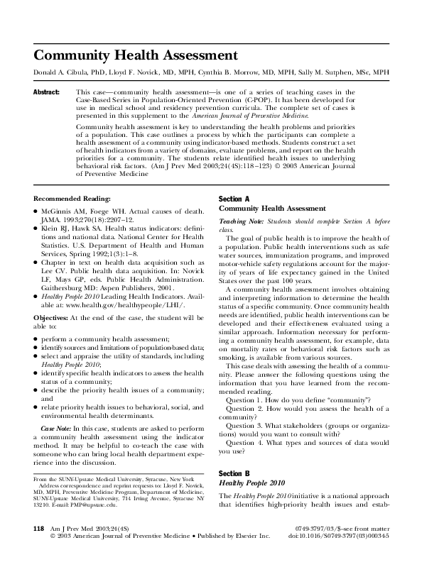 (PDF) Community health assessment