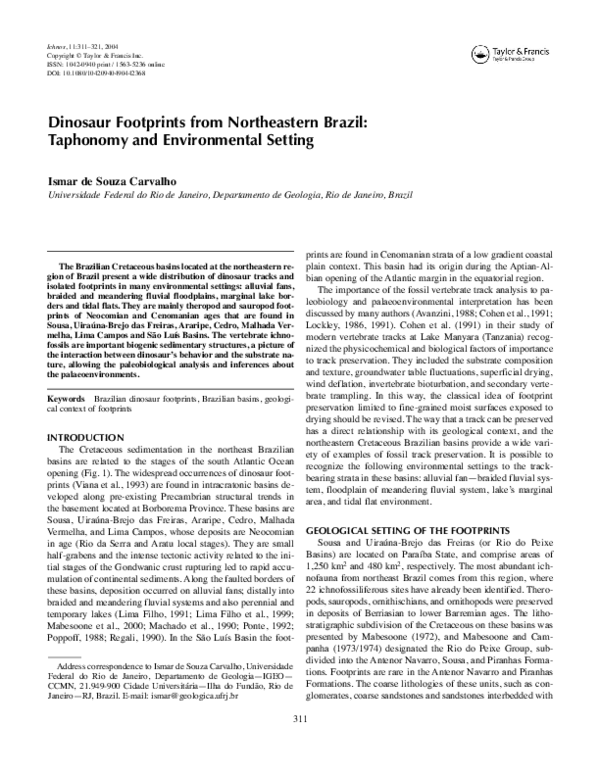(PDF) Dinosaur Footprints from Northeastern Brazil: Taphonomy and ...