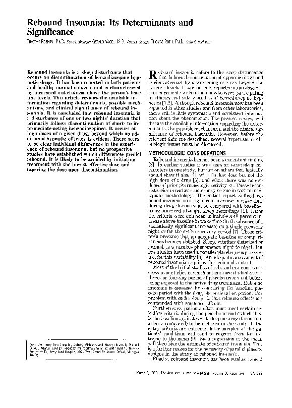 (PDF) Rebound Insomnia: Its Determinants and Significance
