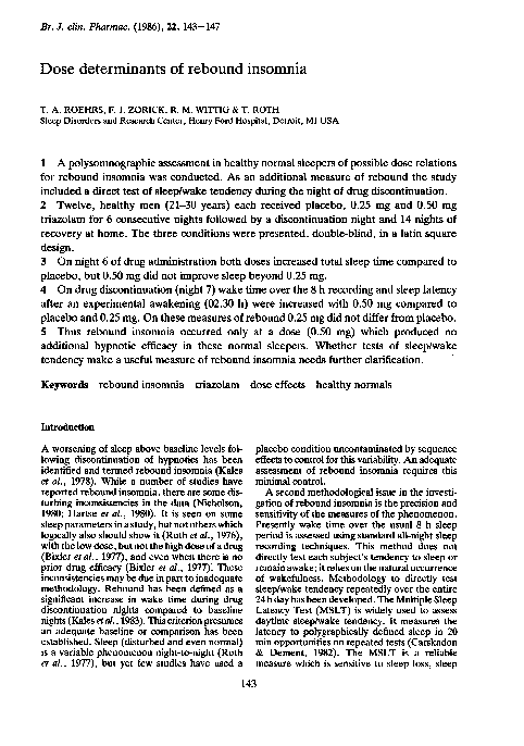 (PDF) Dose determinants of rebound insomnia