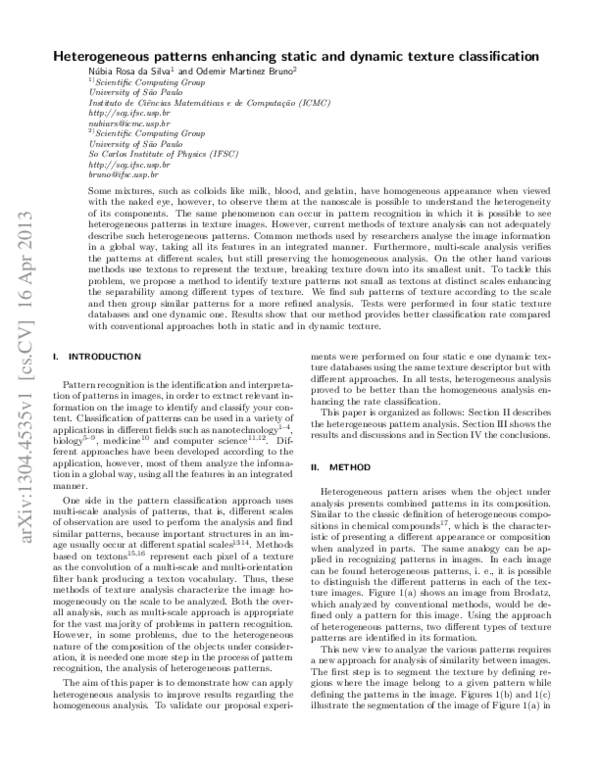 (PDF) Heterogeneous patterns enhancing static and dynamic texture classification