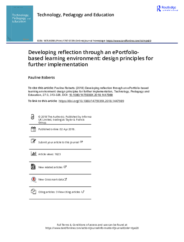(PDF) Developing reflection through an ePortfolio-based learning environment: design principles ...