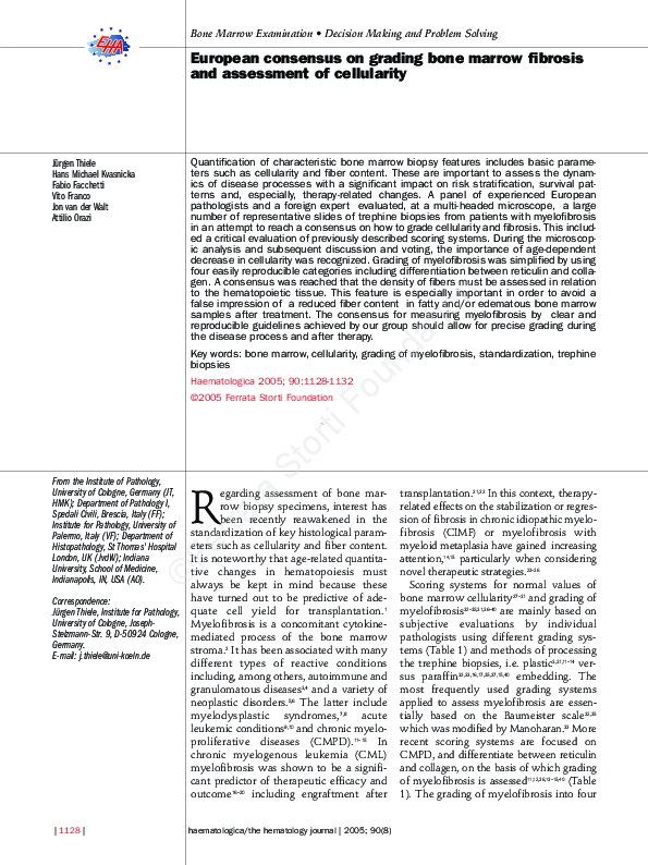 (PDF) European consensus on grading bone marrow fibrosis and assessment ...