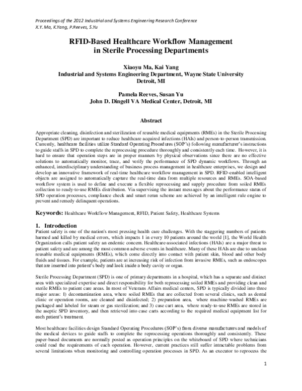 (PDF) RFID-Based Healthcare Workflow Management in Sterile Processing ...